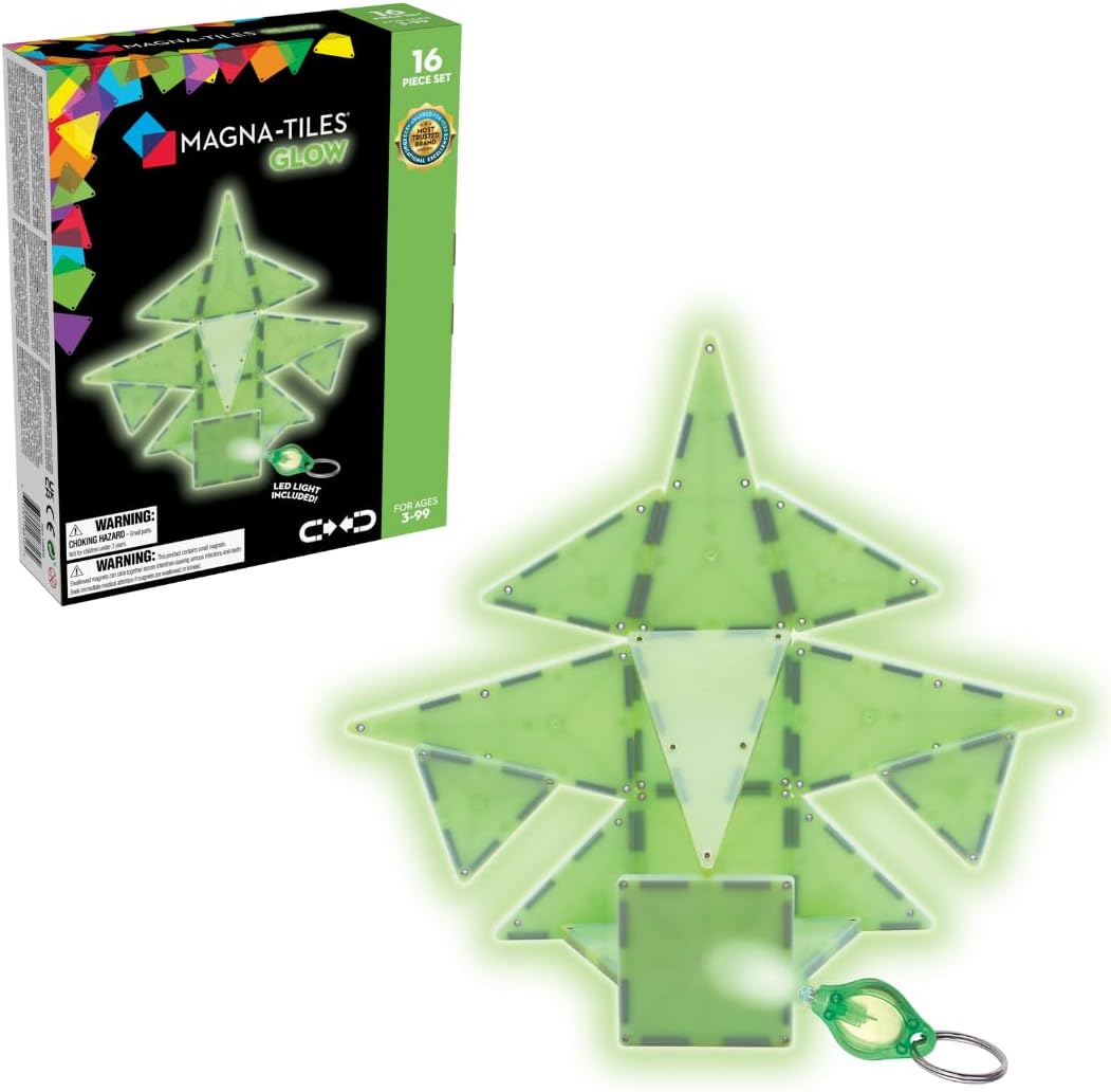 Amazon.com: MAGNA-TILES Glow 16-Piece Magnetic Construction Set, The ...