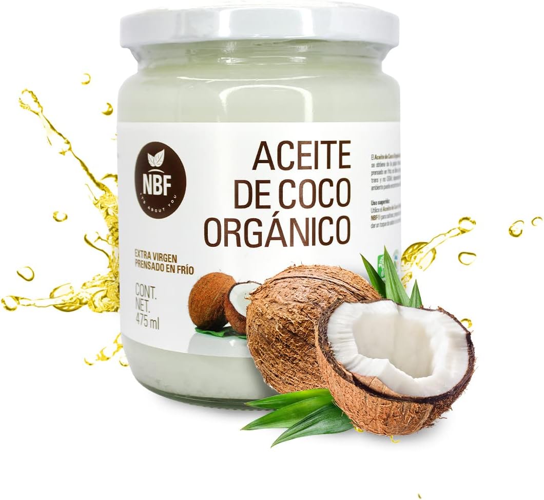 NBF Aceite de Coco Orgánico Extra Virgen 475ml Prensado en Frío ...