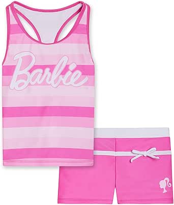 Amazon.com: Barbie Girls Racerback UPF 50+ Tankini Top and Swim Shorts ...