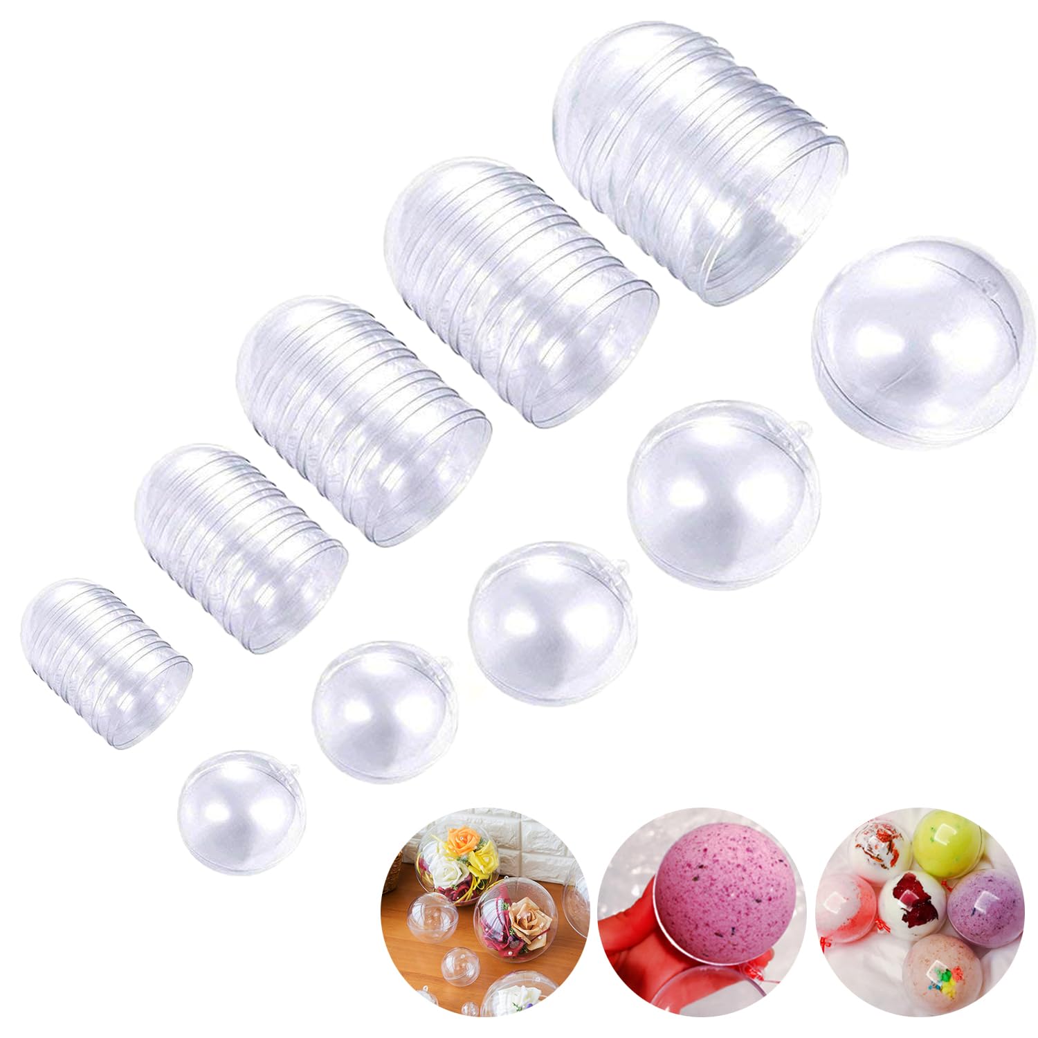 25 Set 50 Pieces Clear Plastic Fillable Ornament,Acrylic Clear Plastic ...