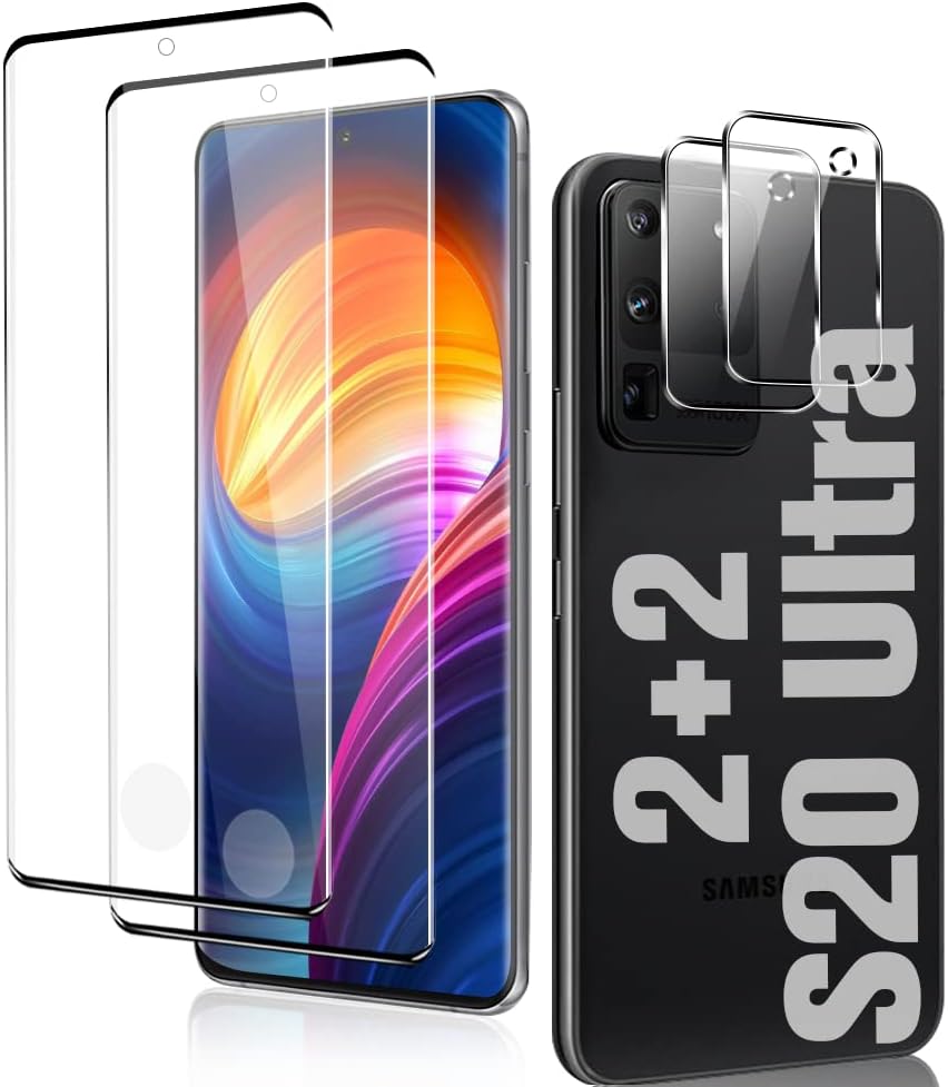 Amazon.com: [2+2 Pack] S20 Ultra Glass Screen Protector, HD Clear 9H ...