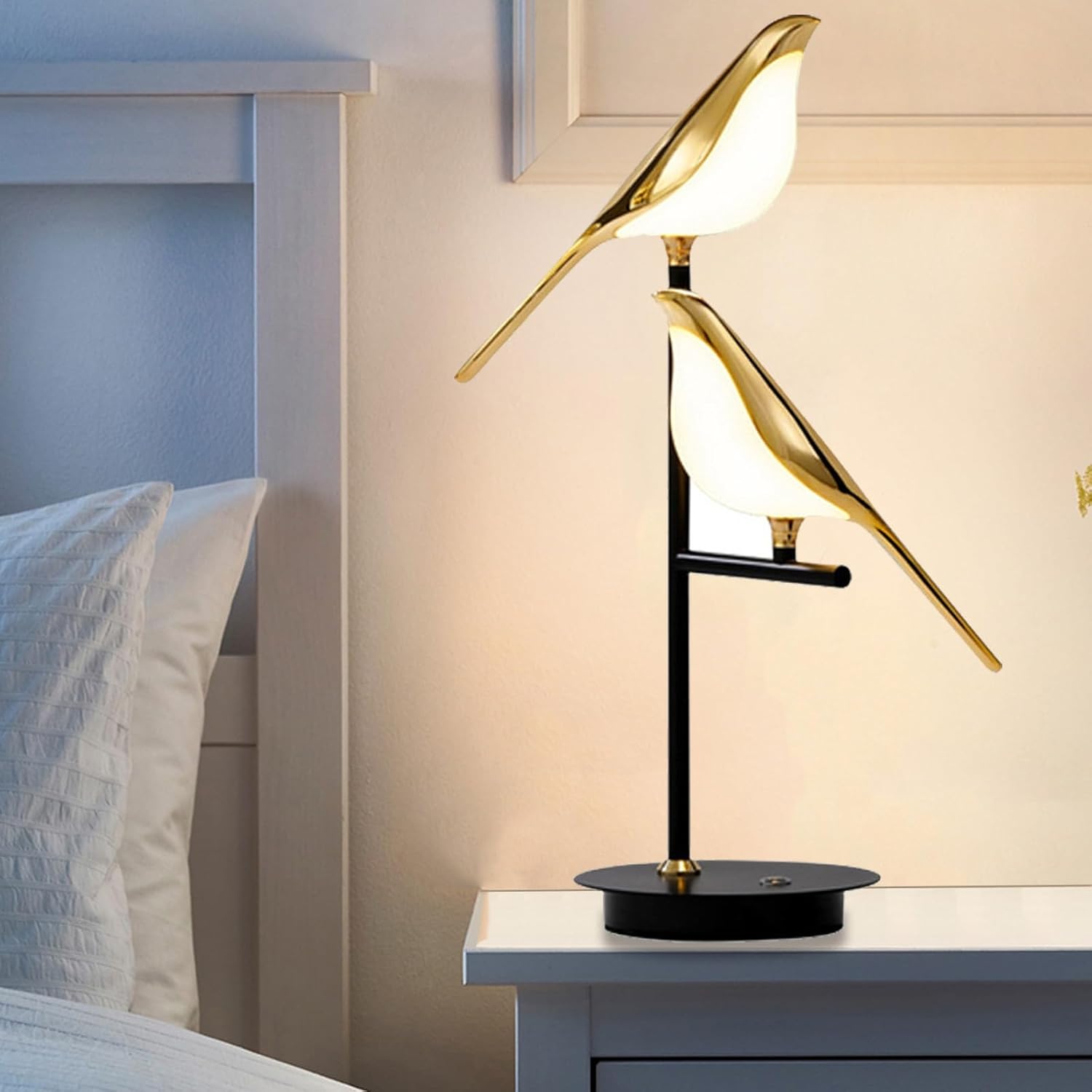 Generic 20W Gold Modern Magpie LED Desk Lamp, Double-Headed Bird Table ...