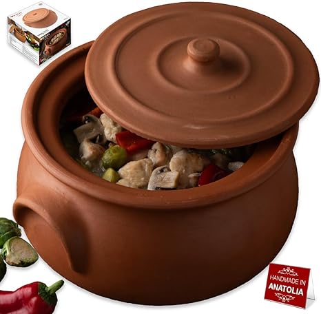 Amazon.com: Hakan Suphan Handmade 7.6-Quart Large Clay Cooking Pot with ...