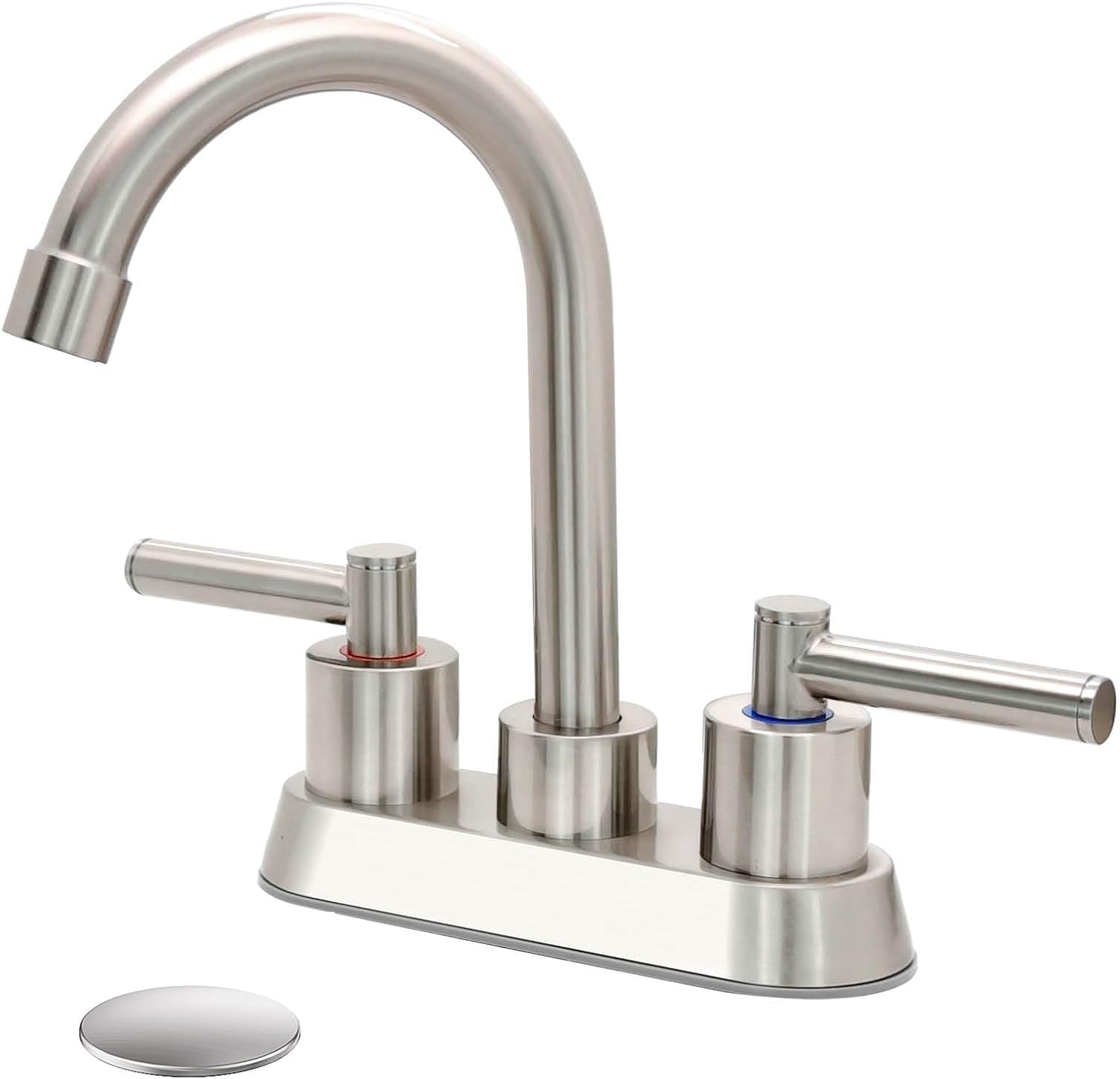 Brushed Nickel Bathroom Faucets, 4 Inch 2 Handle Centerset Bathroom ...
