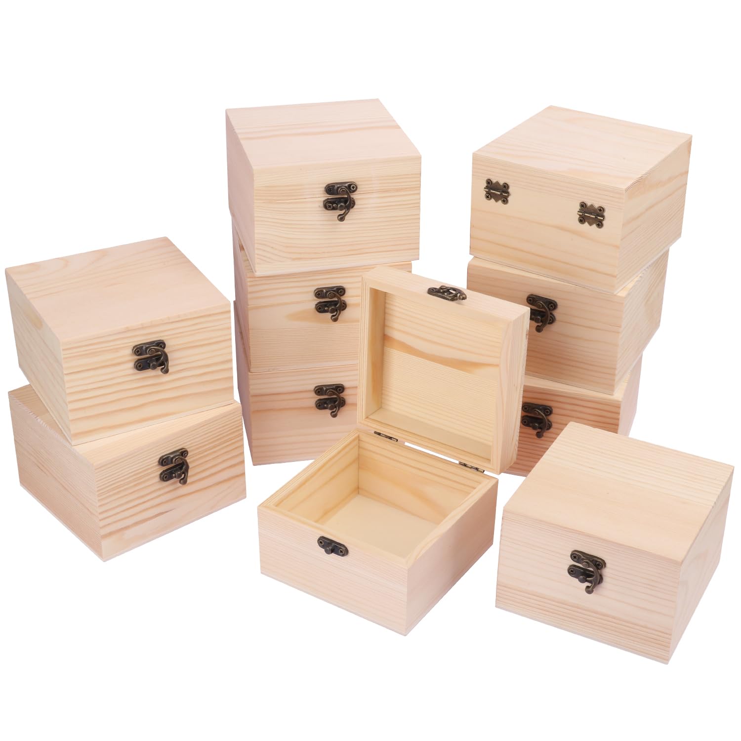 Amazon.com: GNIEMCKIN 10 Pack Wooden Box, Unfinished Unpainted Wood ...