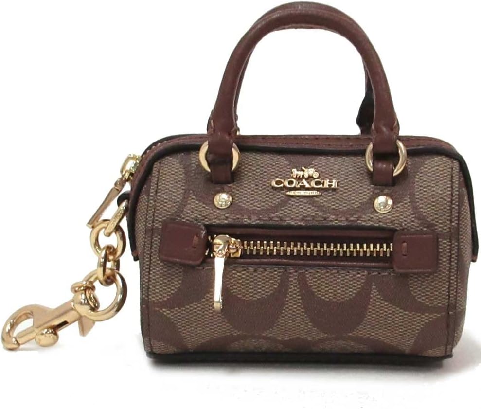 Amazon.com: Coach Mini Rowan Satchel Coin case Charm Keychain (Khaki ...