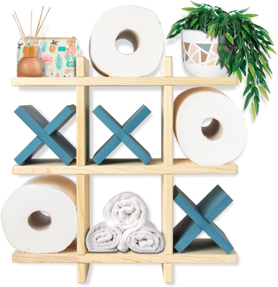 Amazon.com: Tic Tac Toe Toilet Paper Holder - Bathroom Shelf Organizer ...