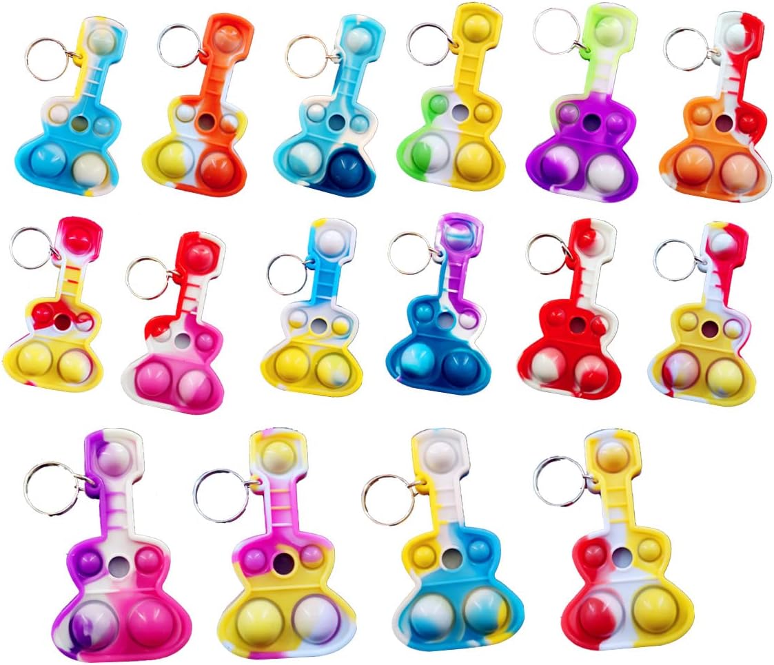 Amazon.com: Roaqua 100 Packs Bulk Guitar Fidget Bubble Mini Pop Fidget ...