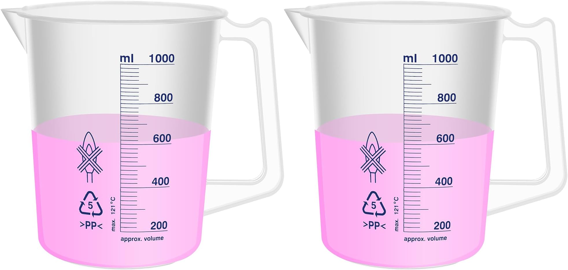 Amazon.com: 2 PCS 0.5L Plastic Graduated Beakers with Handles ...