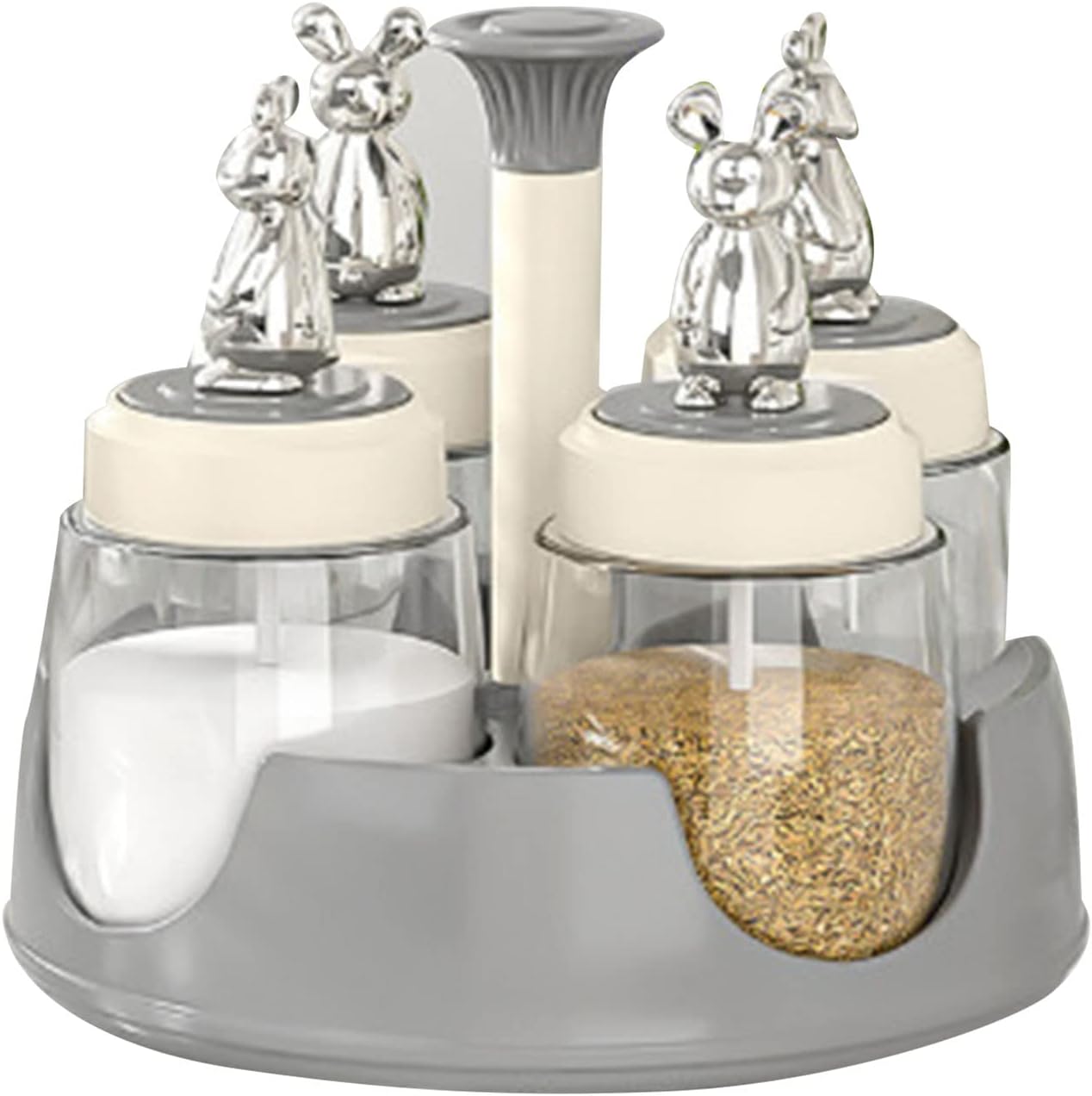 Amazon.com: Rotating Spice Rack with Glass Bottles - Revolving Spice ...