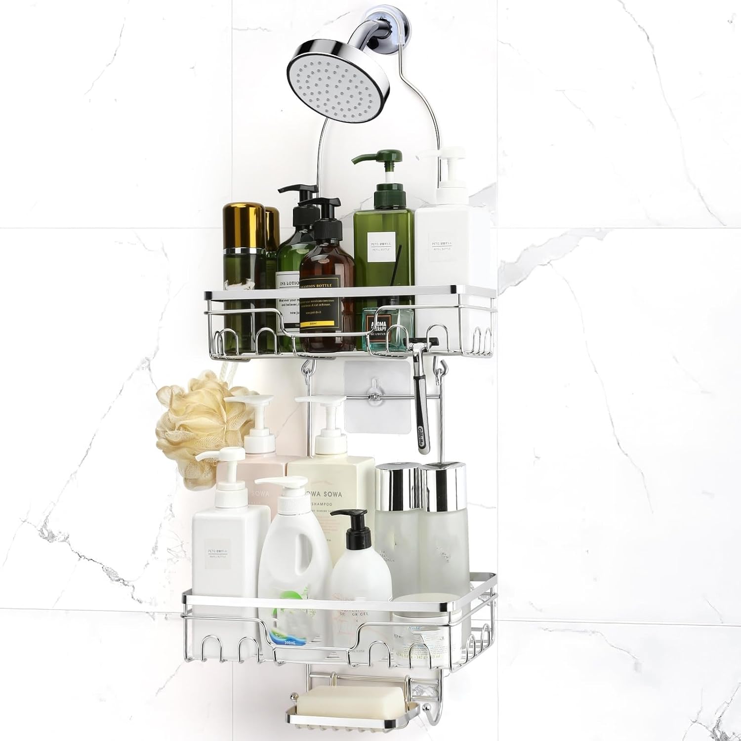 Amazon.com: IVMAIE Long Hanging Shower Caddy, 3 Tier Stainless Steel ...