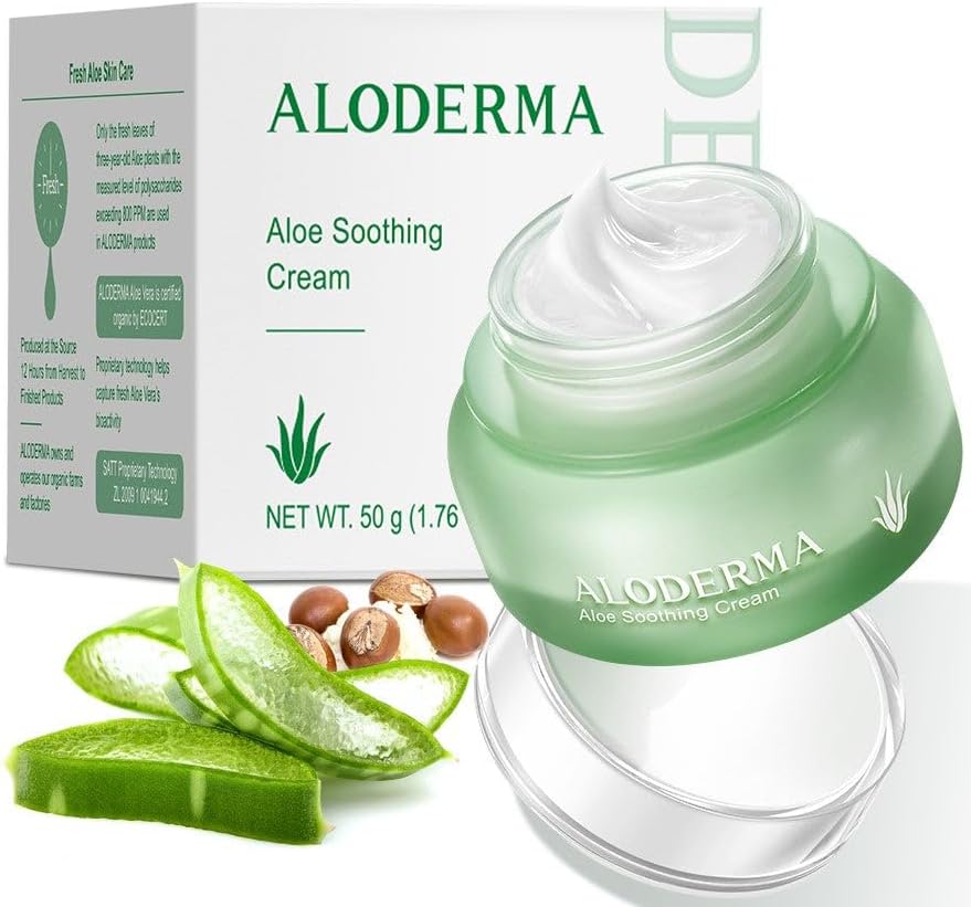 Amazon.com: Aloderma Soothing Face Cream Made with 75% Organic Aloe ...