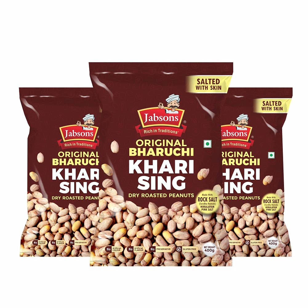 Amazon.com : Jabsons - Bharuchi Dry Roasted Salted Peanuts, (Pack of 3 ...