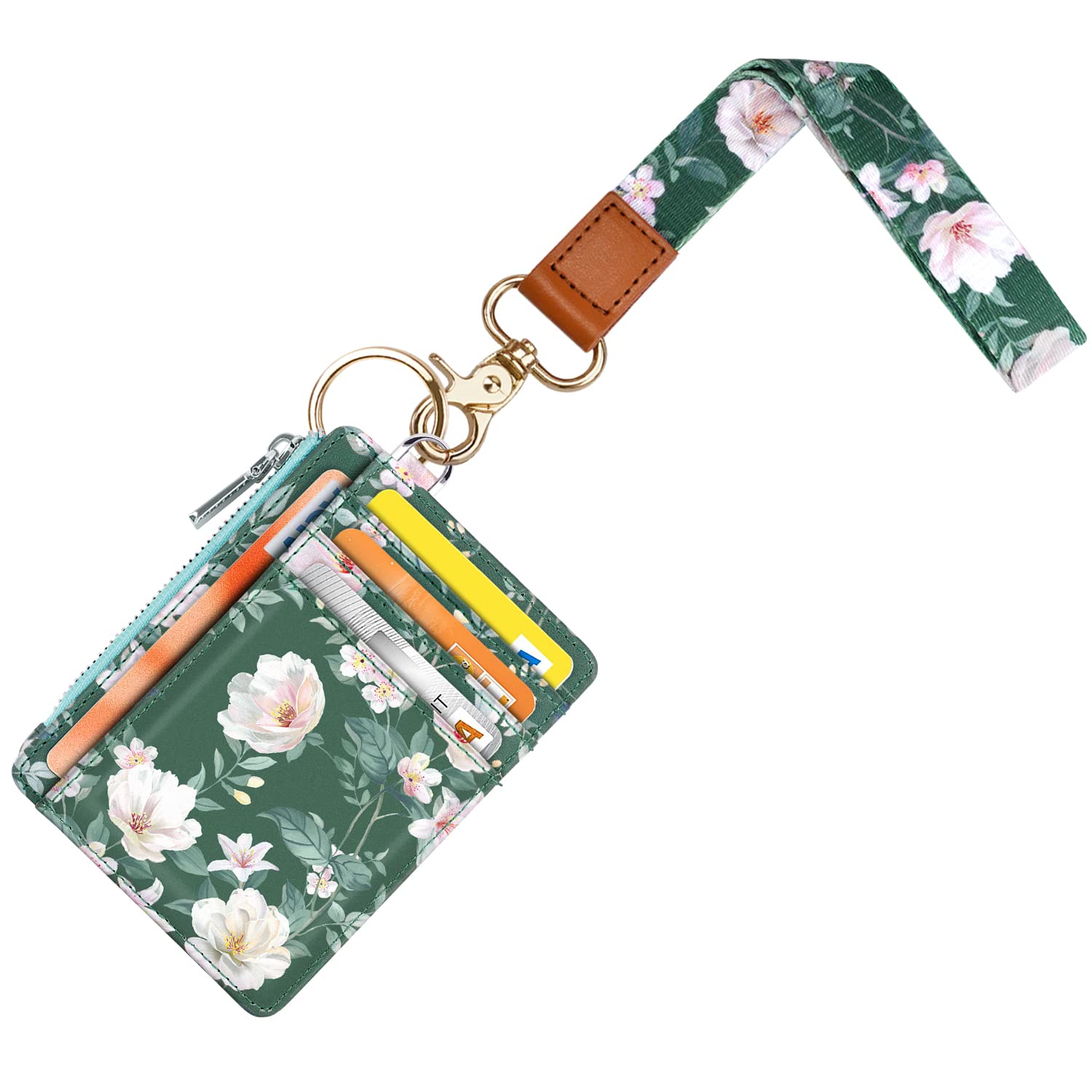Amazon.com : WAVEYU Cute Credit Card Case Holder with Wristlet Keychain ...
