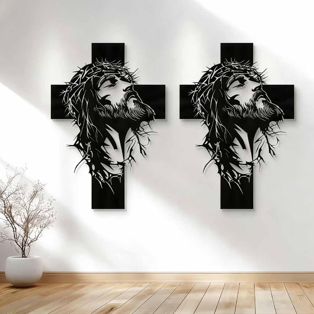Amazon.com: ANYKU Metal Jesus and Cross Wall Art - Christian Home Decor ...