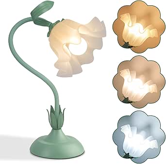 Flower Desk Lamp,LED Reading Light Bedside Vintage Flower Night Light,3 ...