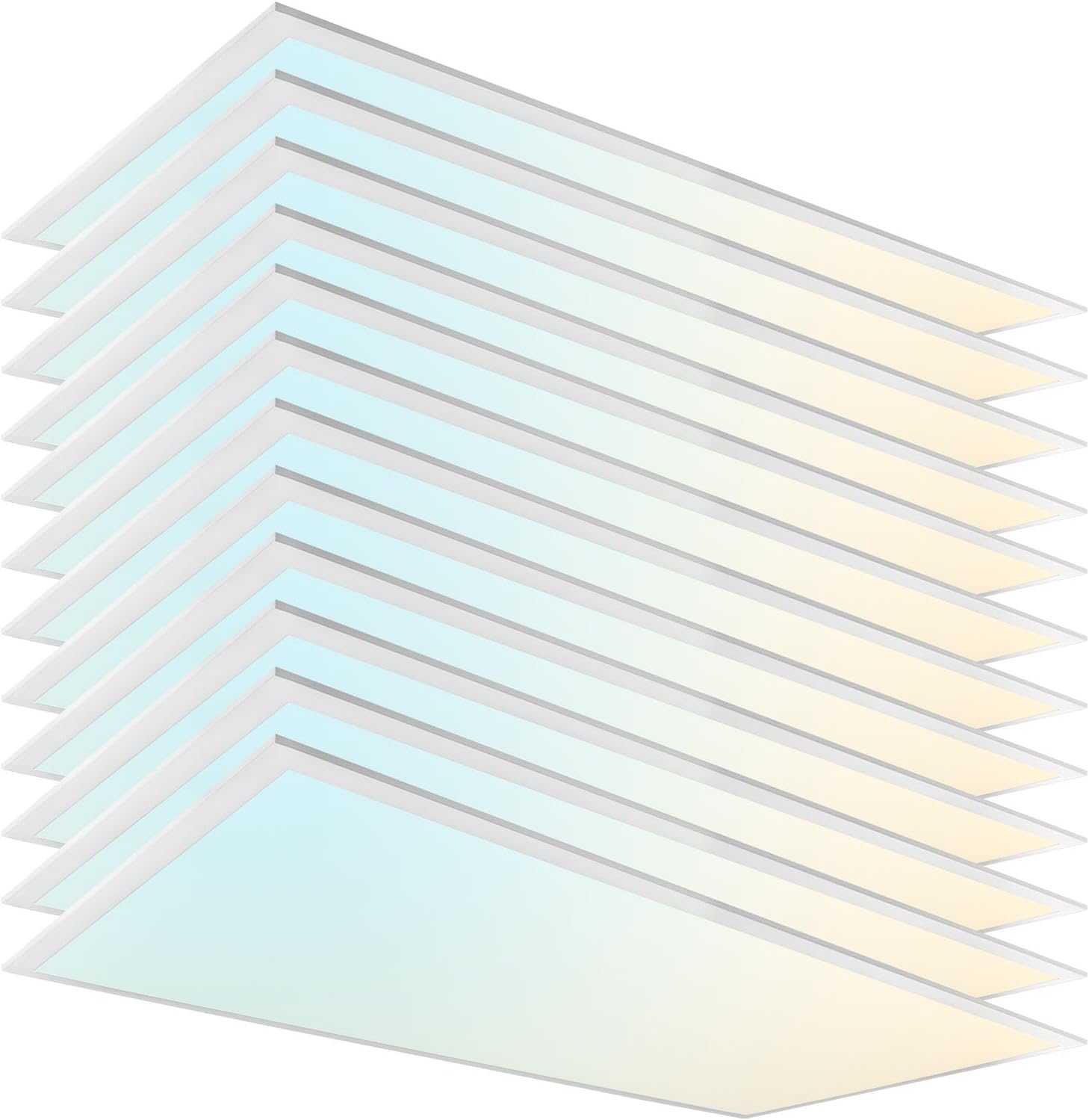 LUXRITE 12-Pack 2x4 FT LED Flat Panel Lights, 3CCT Selectable 3500K ...