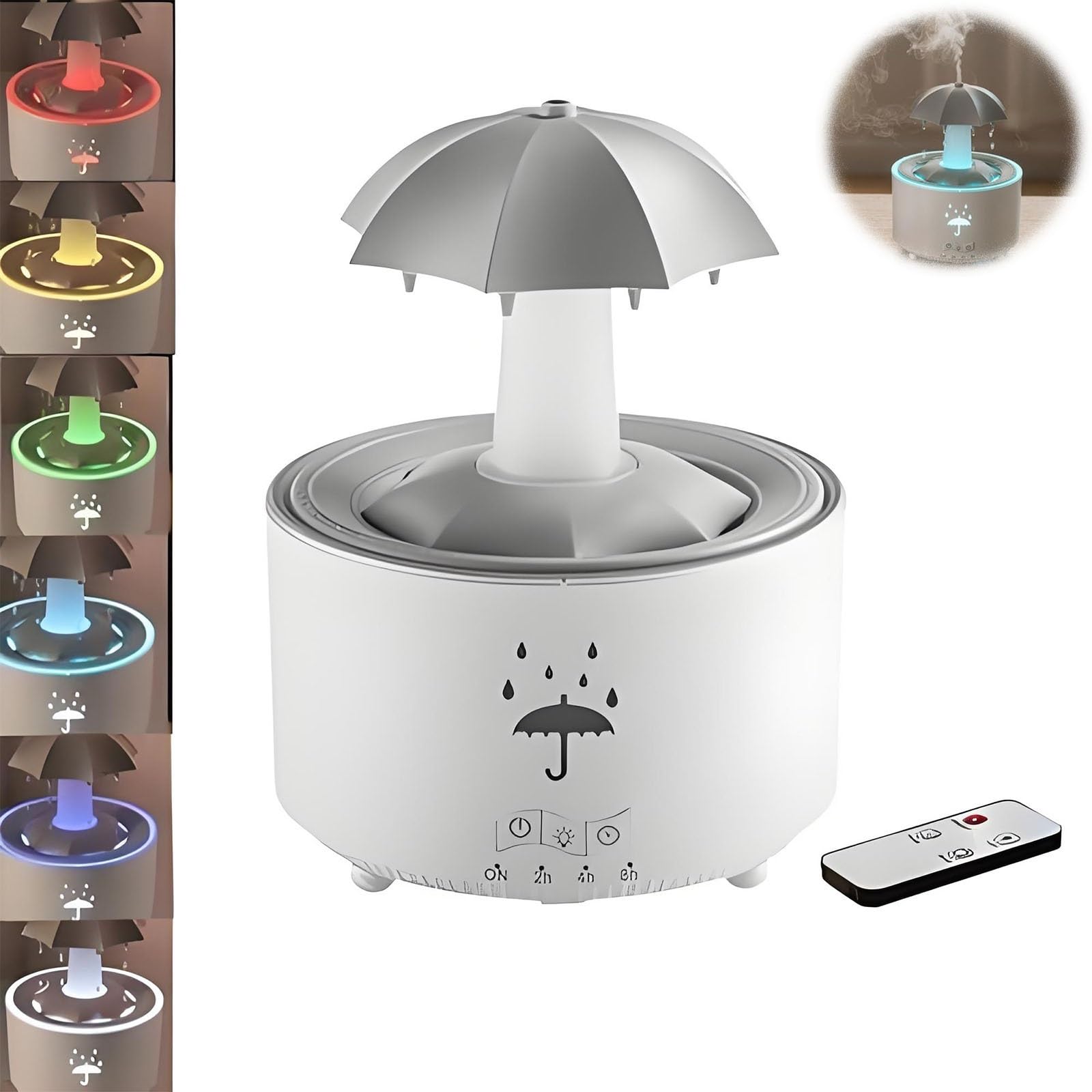 Umbrella Humidifier, Umbrella Diffuser with Rain Effect, Rotating ...