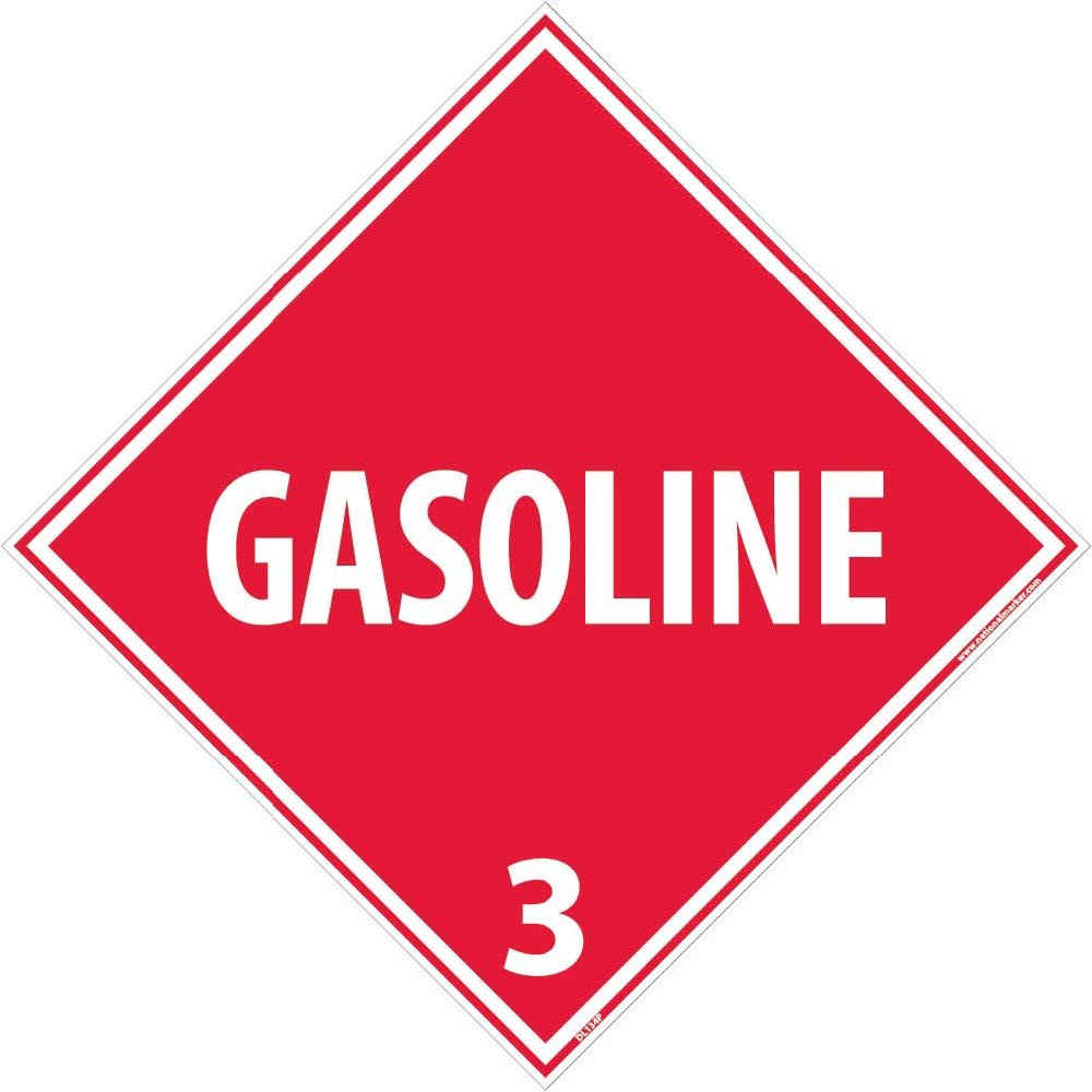 NMC DL134P National Marker Dot Placard Gasoline Sign 3, 10.75 Inches x ...