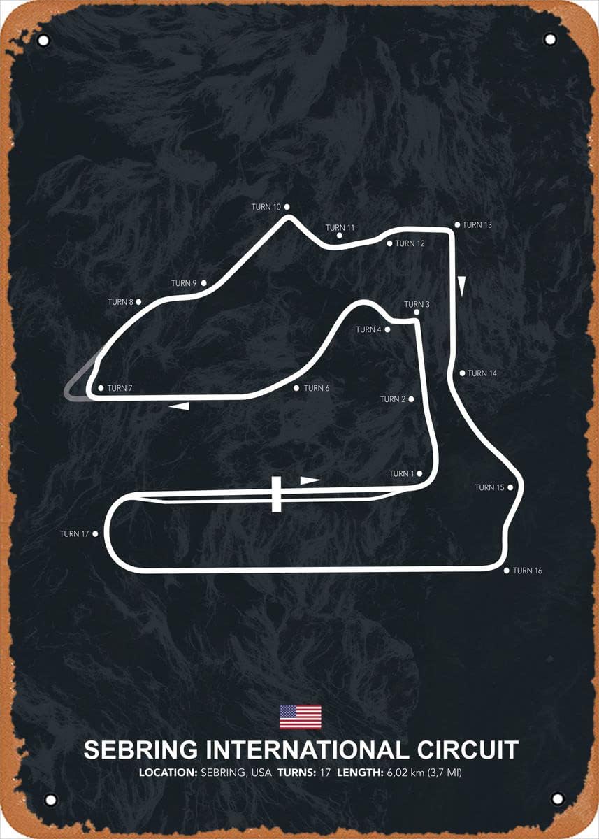 Amazon.com: Race Circuits Sebring Racetrack Poster 8x12 Inch Retro ...