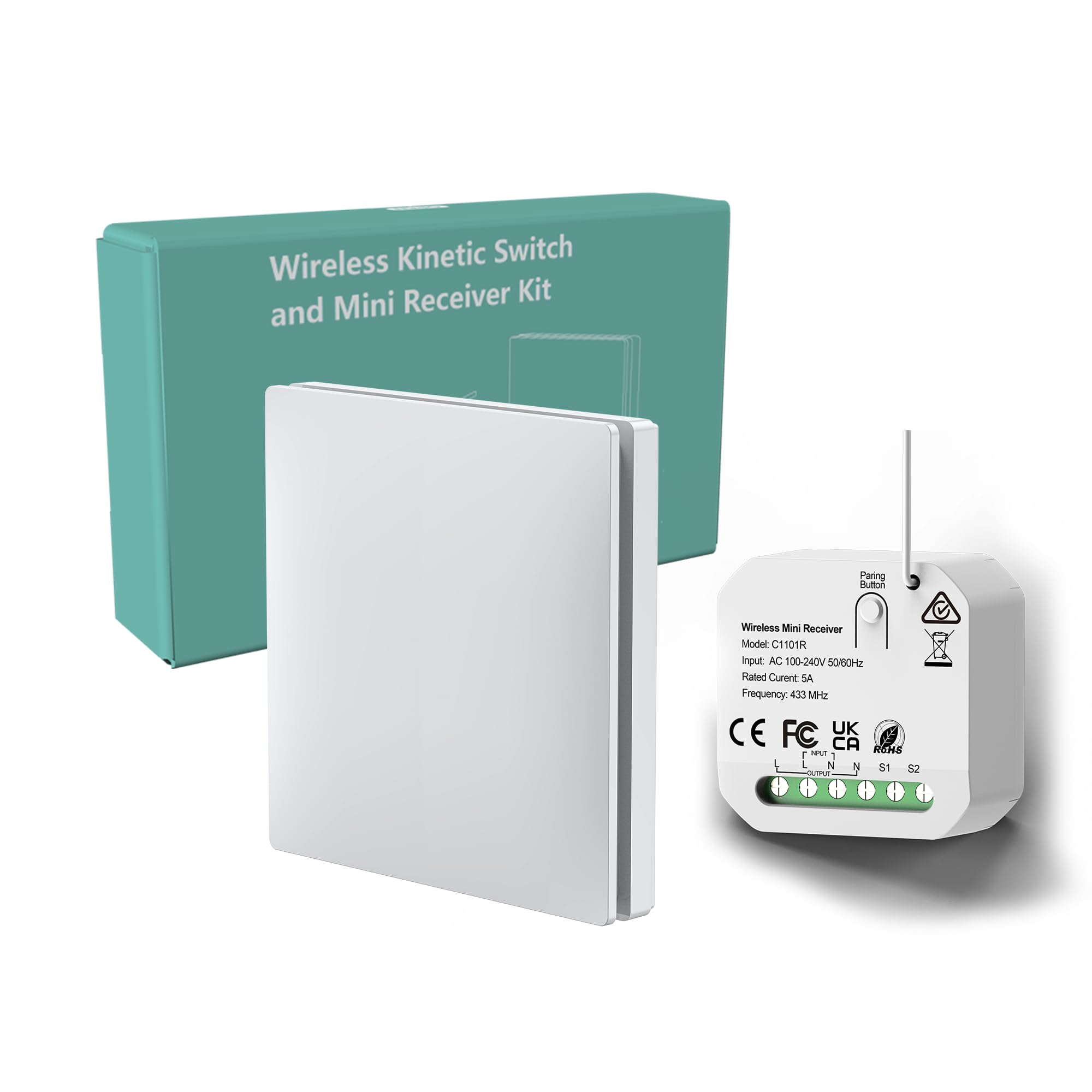 Wireless Switch And Receiver Kit 3 Gang Wireless Kinetic Switch,