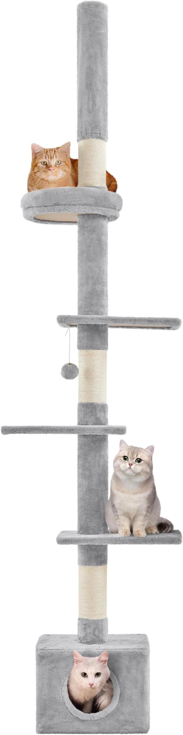 Yaheetech Cat Tree Floor To Ceiling Cat Tree, 5-Tier Cat Tower with ...