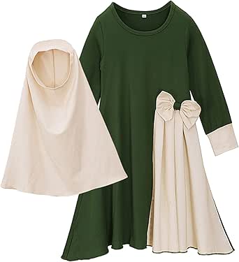 Amazon.com: Muslim Islamic Baby Girls' Ramadan Abaya with Hijab Full ...