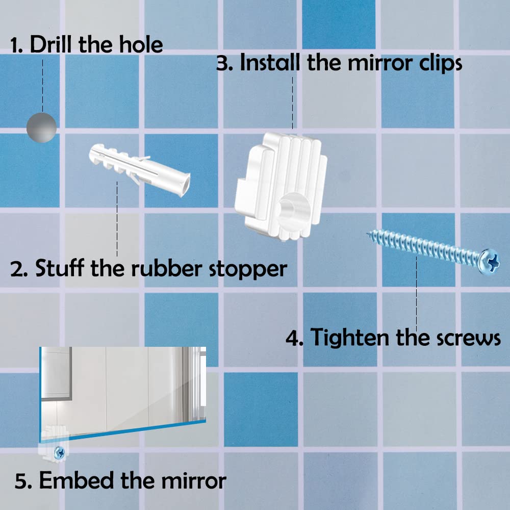 Snapklik.com : 24 Set Of Mirror Holder Clips Kit, Clear Plastic Mirror ...