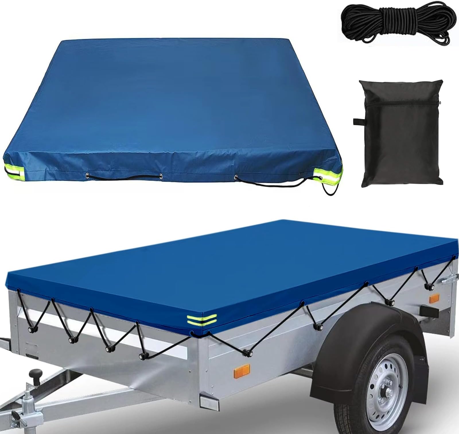 Anhängerplane Flachplane 207x114x10cm Abdeckplane für Anhänger mit 8M ...