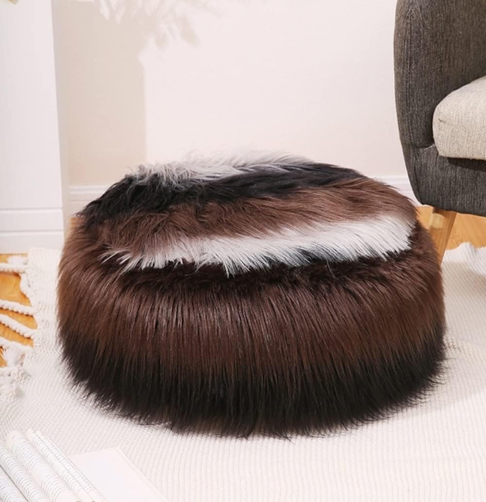 Amazon.com: SXBCyan Faux Fur Pouf Cover Footrest, Fluffy Ottoman Foot ...