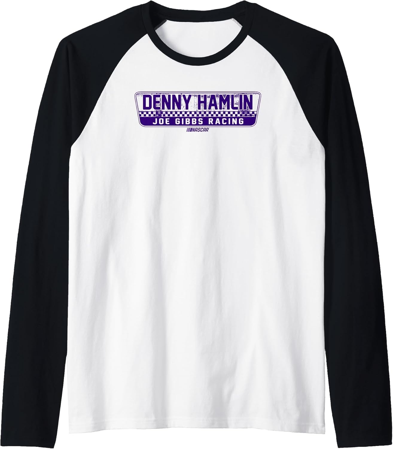 Amazon.com: NASCAR - Denny Hamlin - Distressed Stamp Raglan Baseball ...