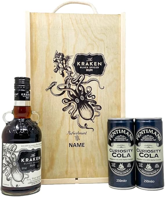 Personalised Kraken Spiced Rum Gift Set with Fentimans Curiosity Cola ...