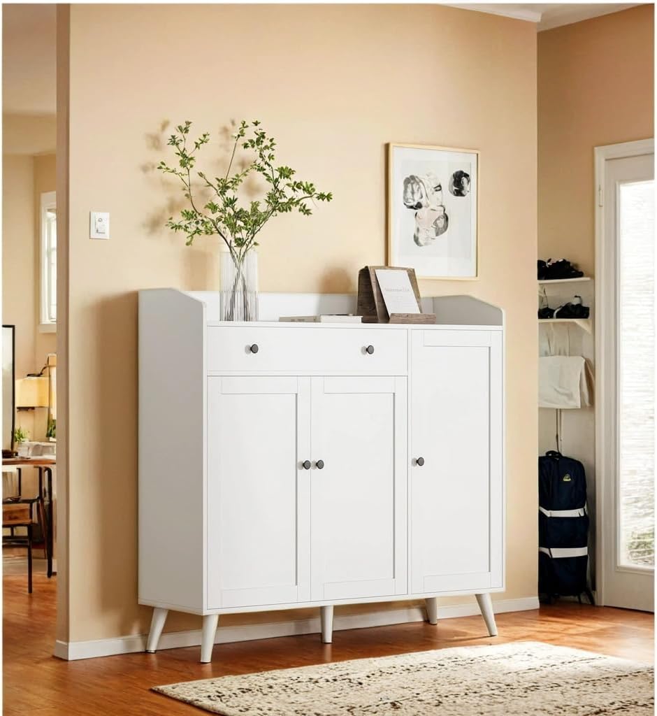 Amazon.com: DIYART White Large Shoe Cabinet fit up to Shoe Size 16 ...