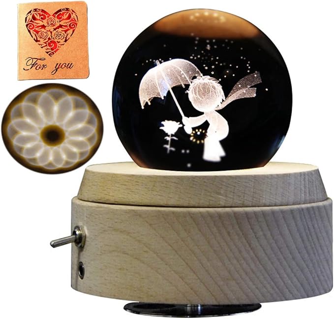 Amazon.com: Briskfeel 3D Crystal Ball Music Box Little Prince Luminous ...