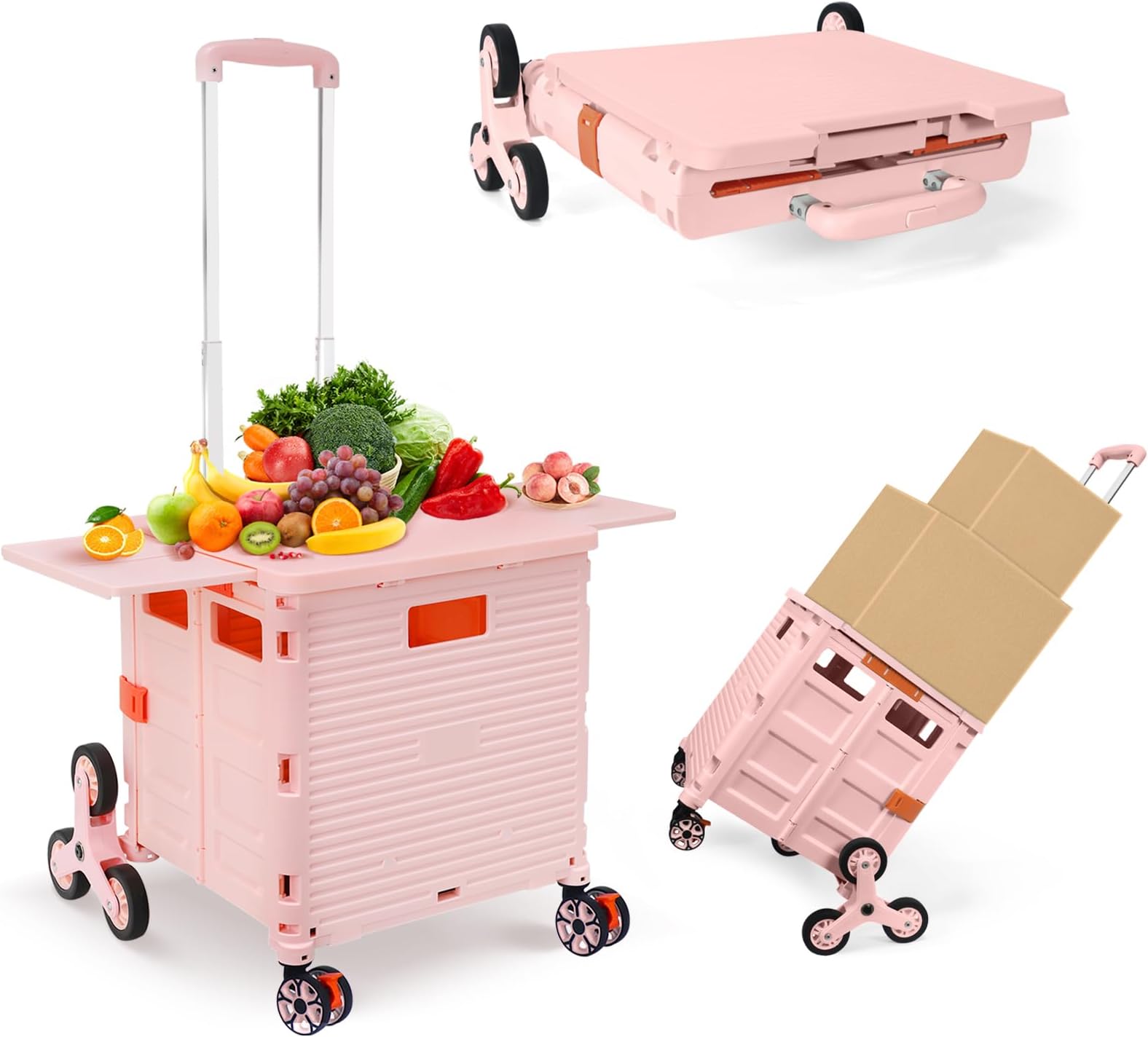 Amazon.com: Foldable Utility Cart Portable Crate Rolling Dolly with ...