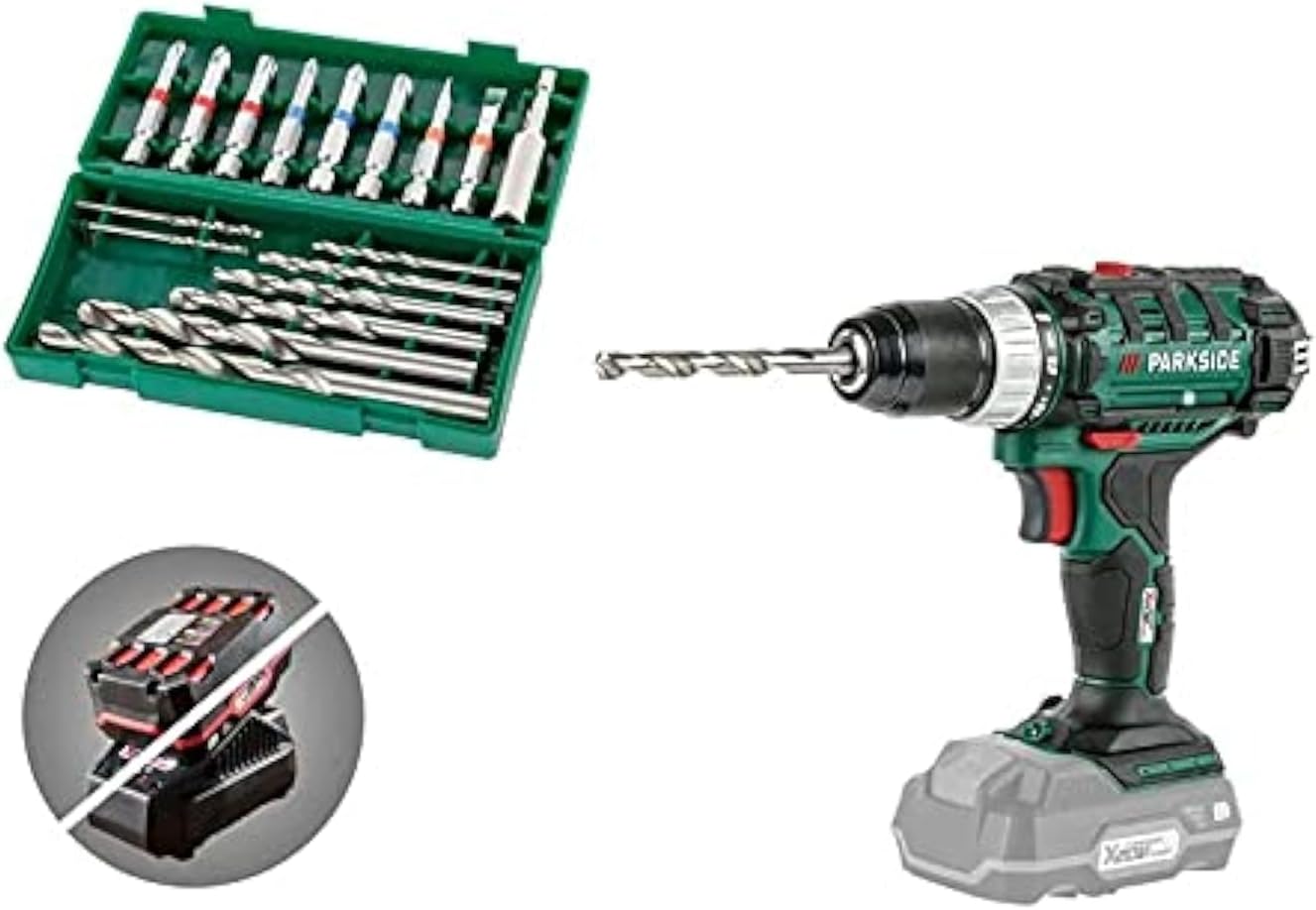 Parkside Cordless Hammer Drill PABH 20-LI B2 with 3X SDS-Plus bits 3X ...