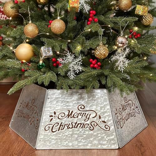 Amazon.com: 9" x 3" Galvanized Metal Christmas Tree Collar, Set of 2 ...