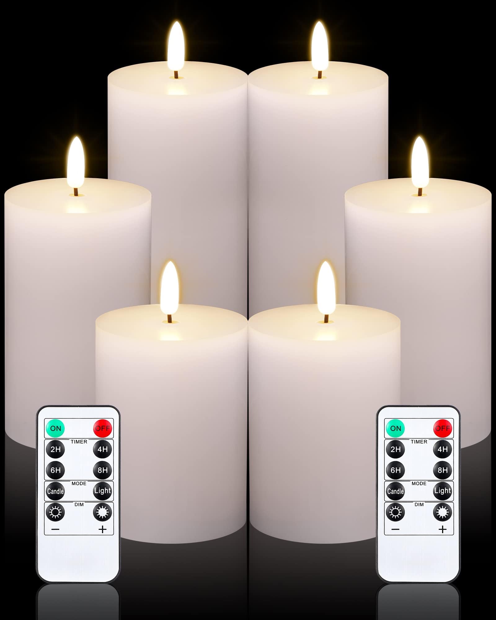 Amazon.com: Leelosp White Flameless Candles Set 6 Pack LED Flickering ...
