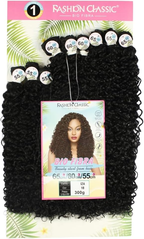 Cabelo Orgânico Cacheado Bio Fibra Iza 300g 65cm (#1B (Preto)) | Amazon ...