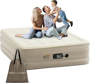 Amazon.com: Simpli Comfy Inflatable 18” Queen Air Mattress with Built in Pump Self Inflating ...