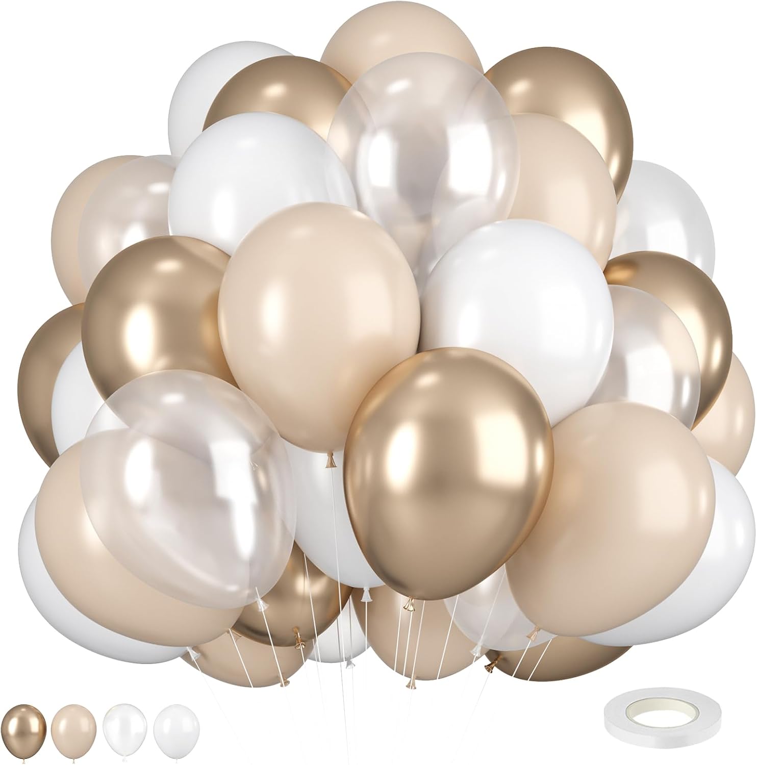 Amazon.com: Champagne Cream White Balloons - 12inch Metallic Nude White ...