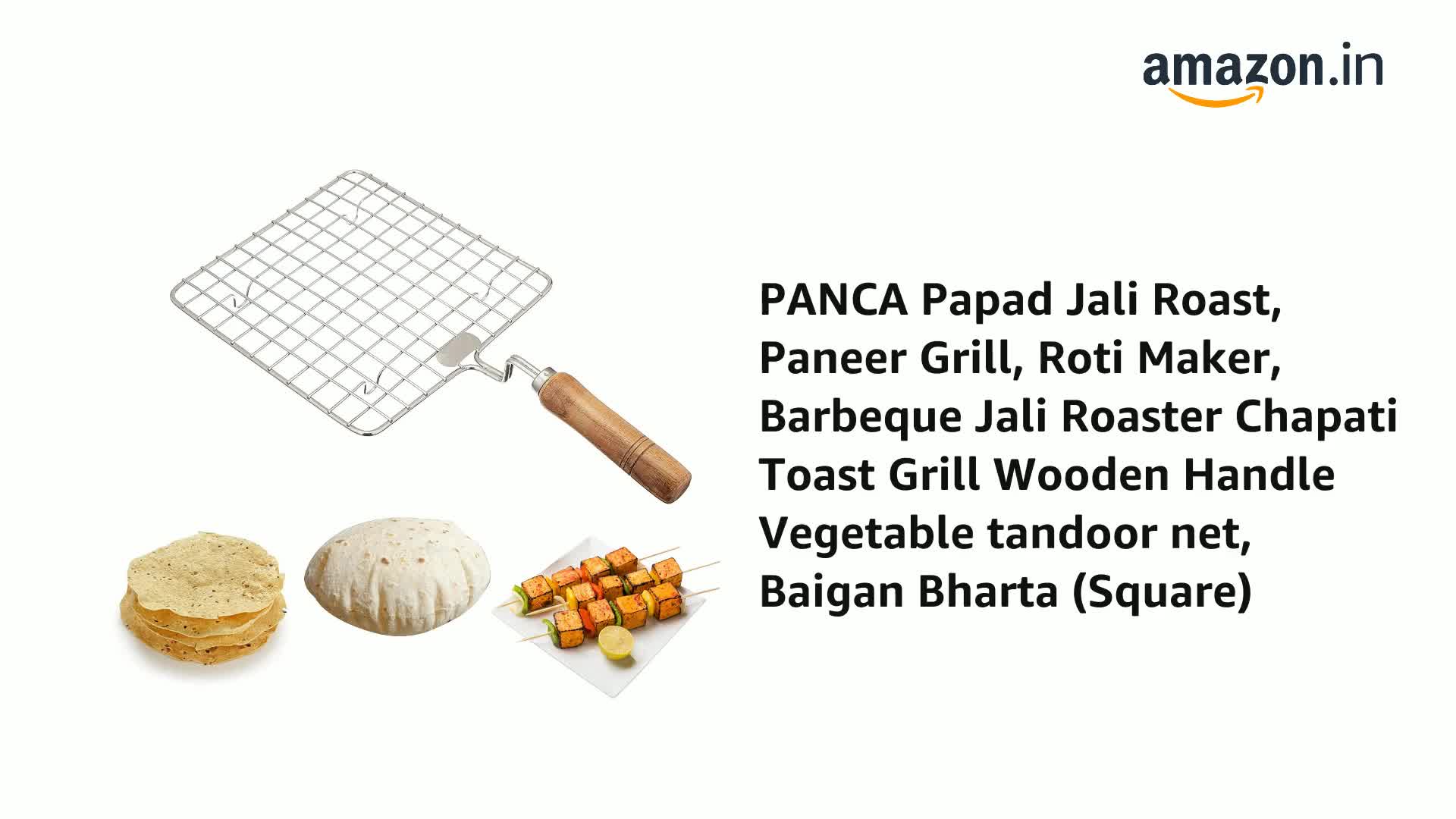 Wooden Handle Roaster Papad Jali, Paneer Grill, Roti Maker, Barbeque