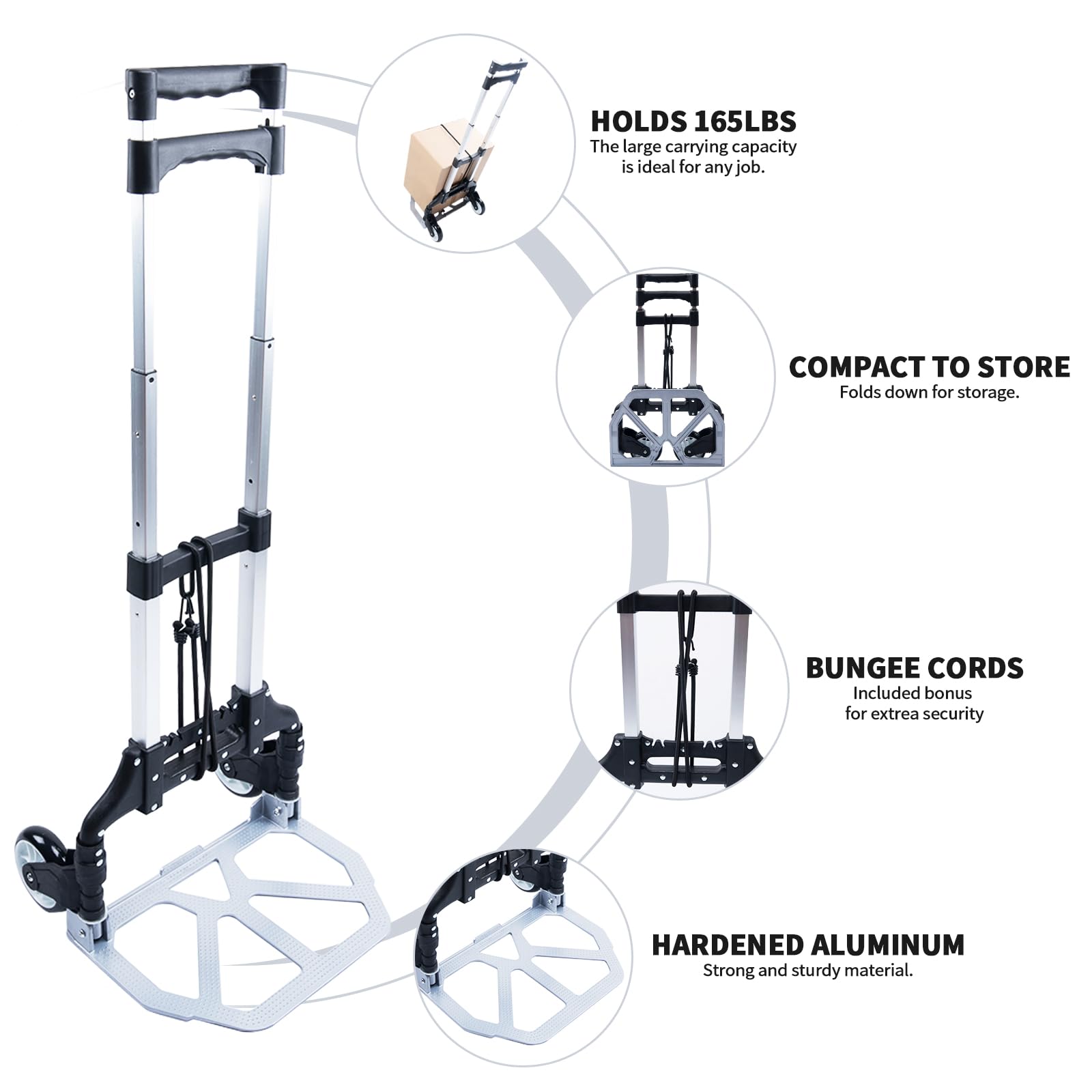 Snapklik.com : Folding Hand Truck Aluminum Portable Folding Hand Cart ...