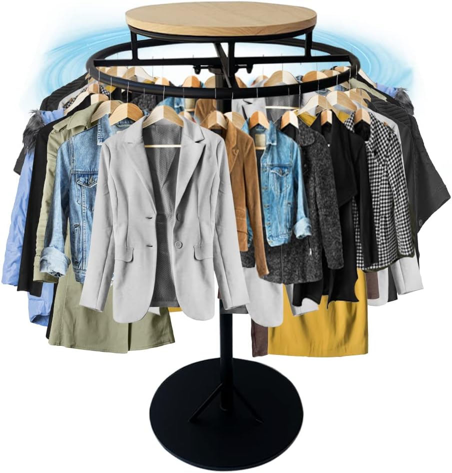 Amazon.com: Rotatable Round Garment Rack, Adjustable Clothing Floor ...