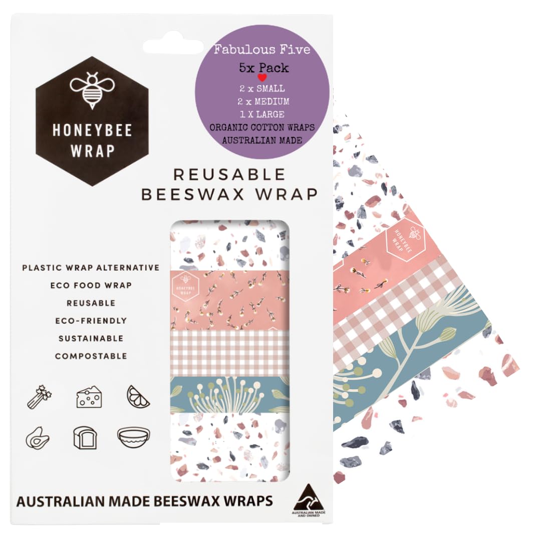 Amazon.com: Honeybee Wrap, Reusable Beeswax Wraps for Food | 5 Pack ...