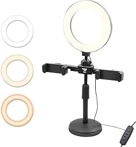 TNW 6" Ring Light with 2 Phone Stands, Dimmable Selfie Ring Lights with ...