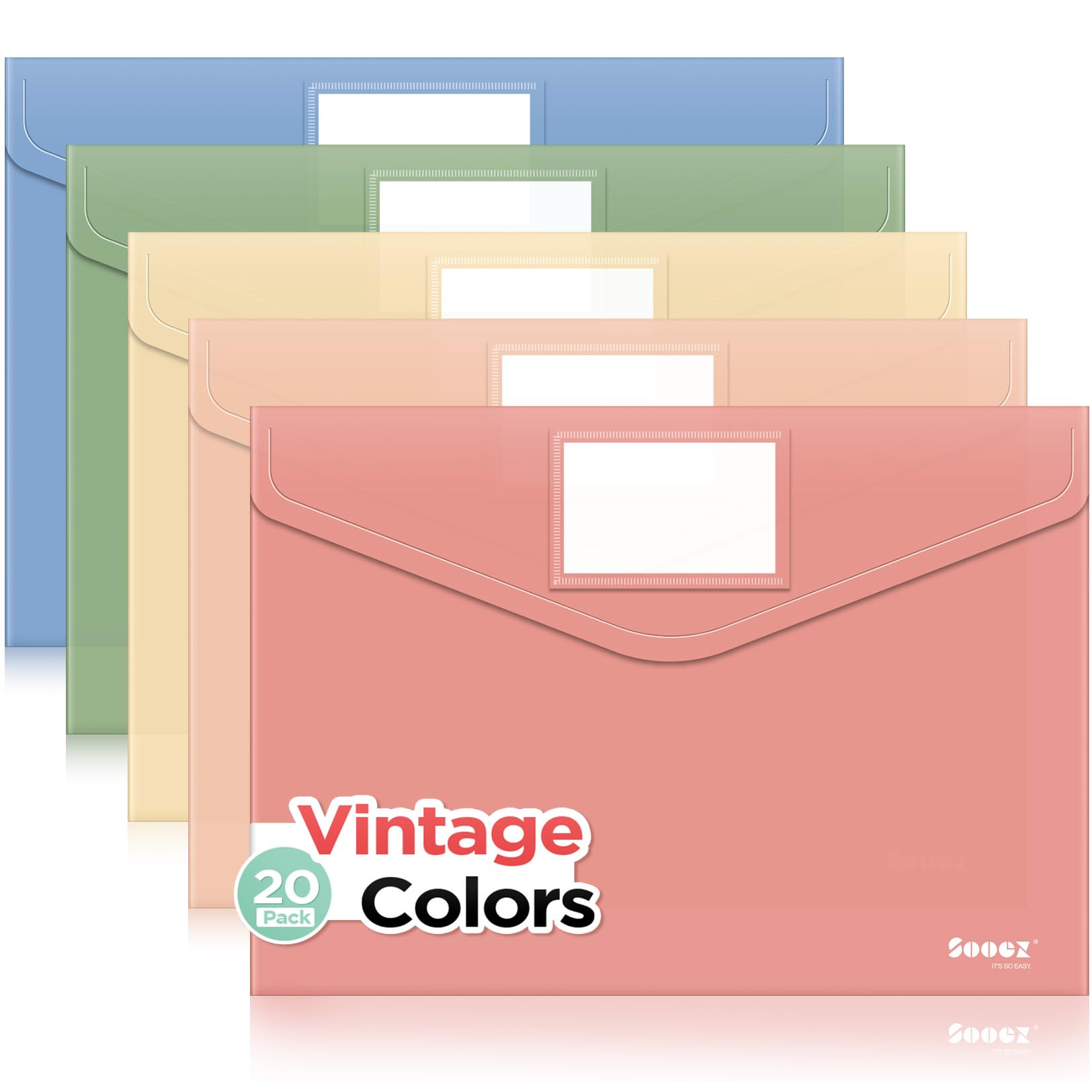 Amazon.com : Sooez 20Pack Plastic Envelopes, Plastic File Folder ...