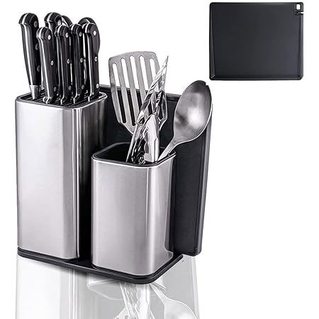 Amazon.com: Knife Holder and Utensil Holder - Stainless-Steel Modern ...