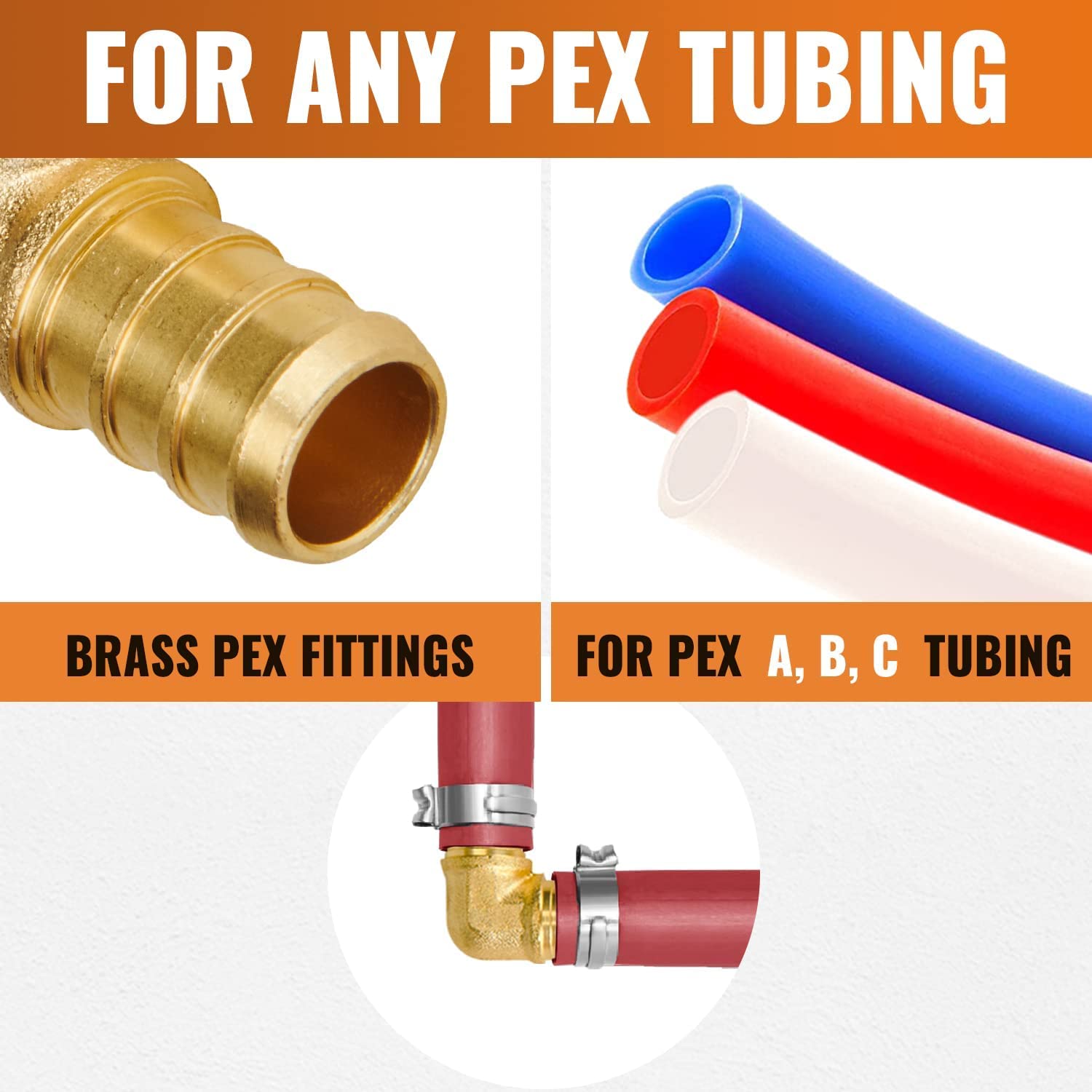 Snapklik.com : Pex Fittings 1/2 Inch, 50-Pack 1/2 Pex 90 Degree Elbow ...