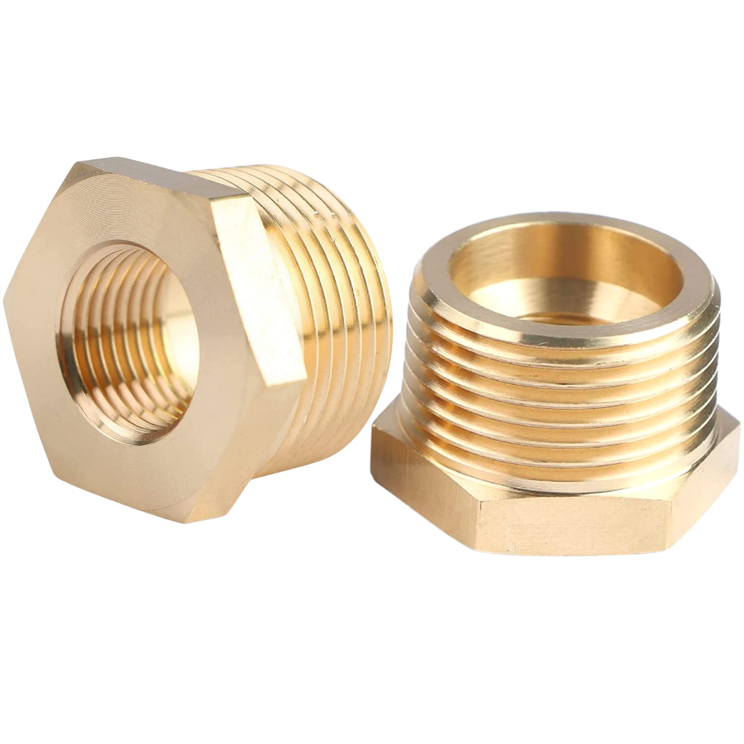 2pcs 1" NPT Male x 1/2" NPT Female Brass Reducer Hex Bushing Brass ...
